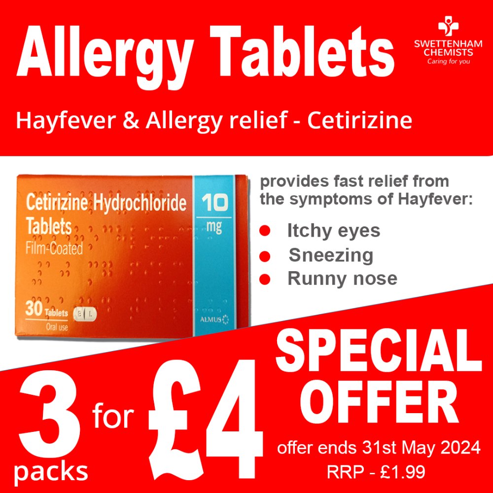 Hay Fever Special Offer - Cetirizine Tablets | Swettenham Chemists